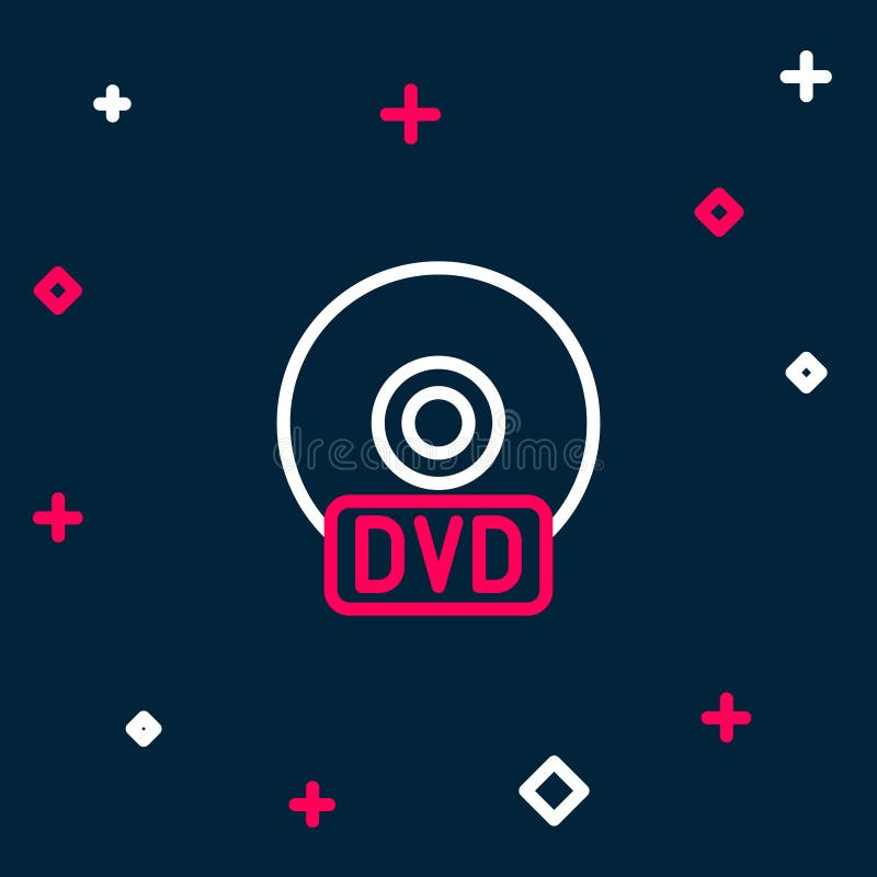 Line CD or DVD Disk Icon Isolated on Blue Background. Compact Disc Sign ...
