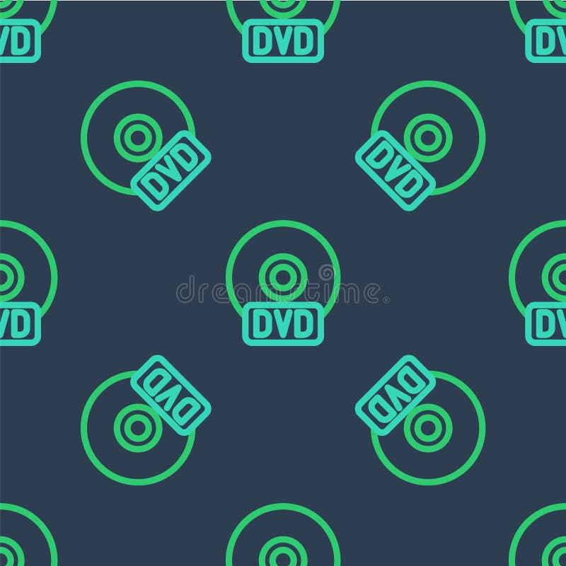 Line CD or DVD Disk Icon Isolated Seamless Pattern on Blue Background ...