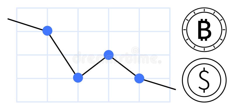 Cryptocurrency Financial Graph with Bitcoin and Dollar Symbols ...