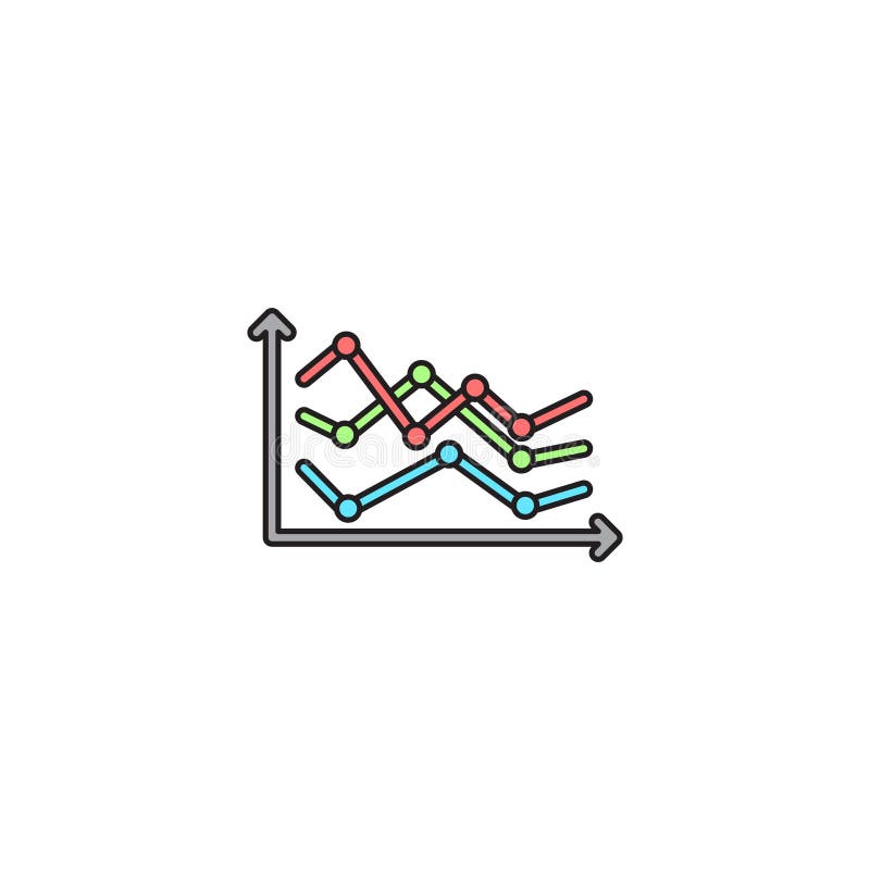 Line Chart Colored Vector Icon on White Background Stock Illustration ...