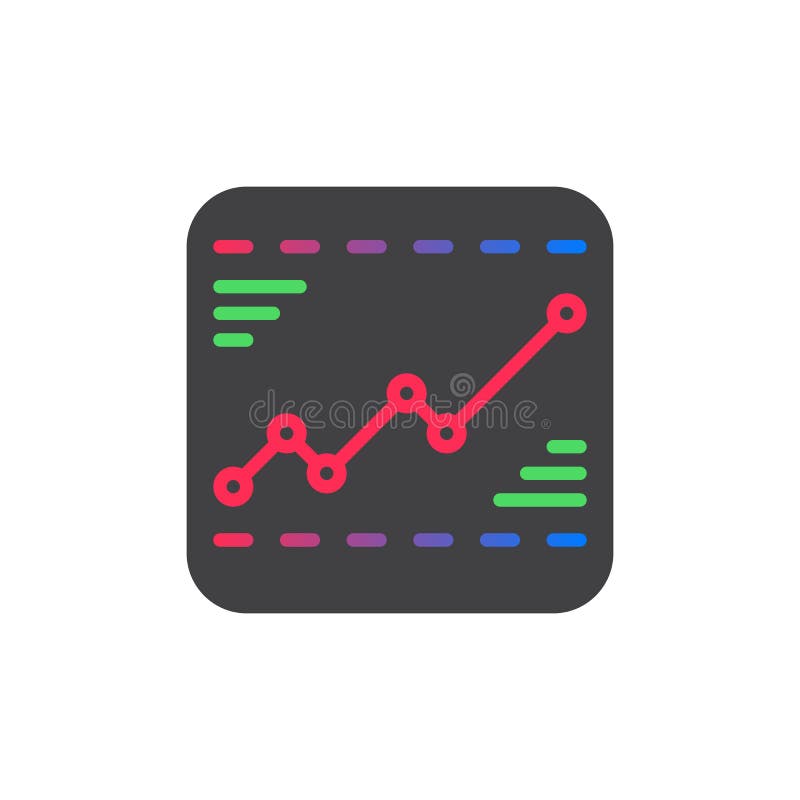 Line Chart Colorful Icon, Vector Flat Sign. Stock Vector - Illustration ...