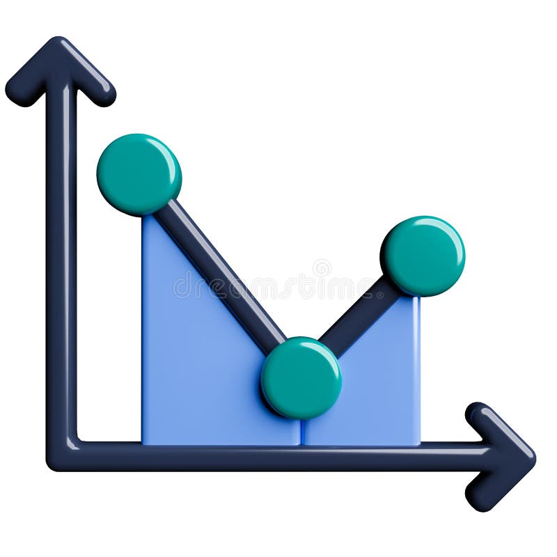 Line Chart 3d Icon Render Illustration Stock Illustration ...