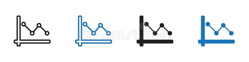Line Chart Decreae Icon Linear Graphics Set Vector in Black Stock ...