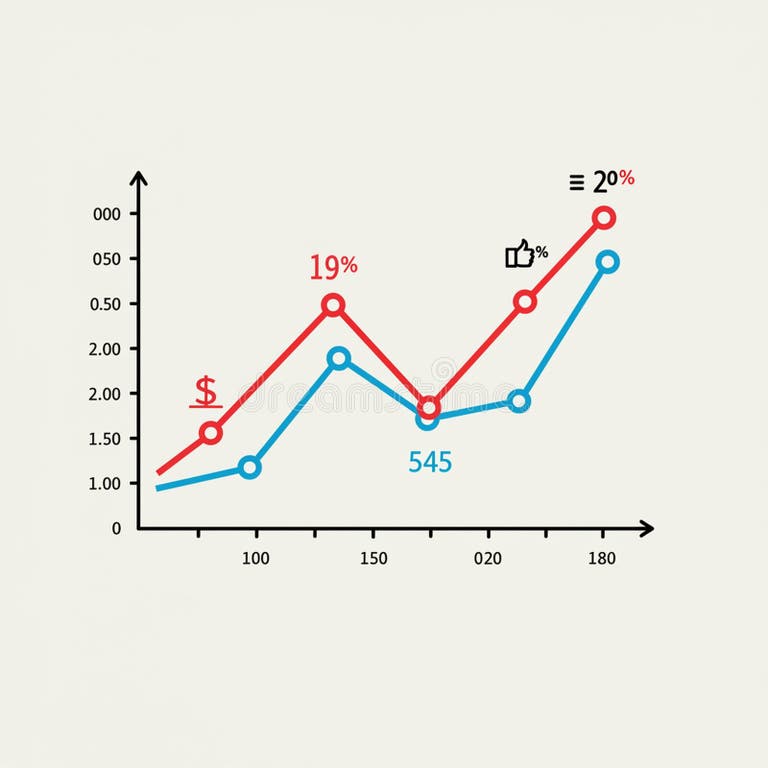 Line Chart Displaying Two Data Trends with Time on the Horizontal Axis ...