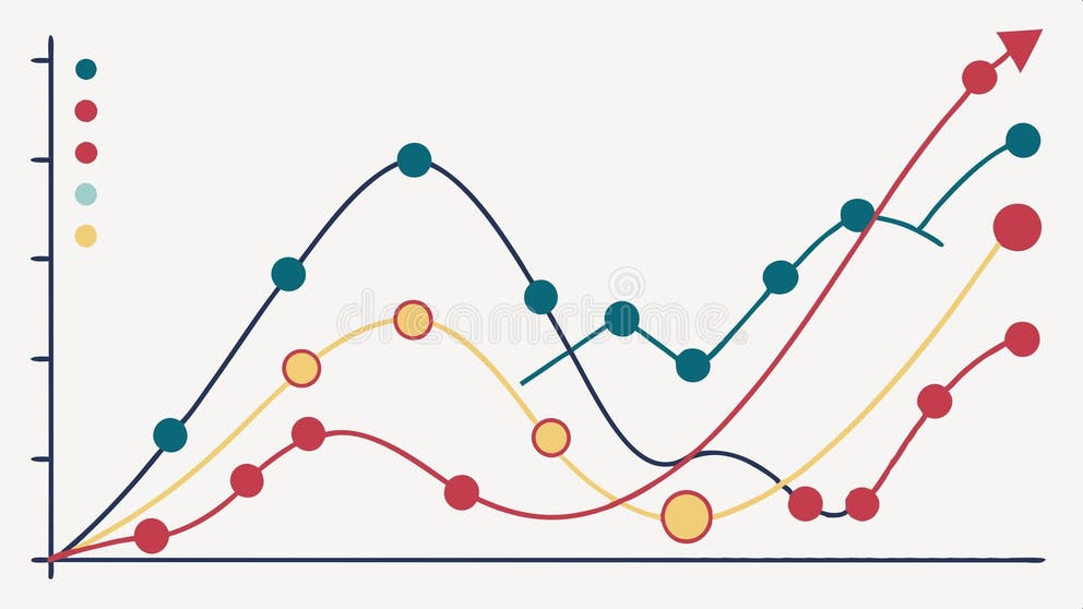 Line Chart with Dots and Waves, Dynamic Data Trend Analysis Graph ...
