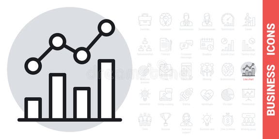 Line Chart, Graph or Diagram Icon. Simple Black and White Stock Vector ...