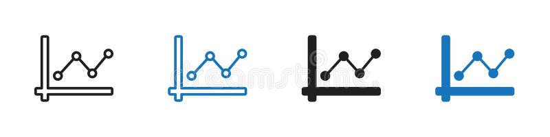 Line Chart Increase Icon Linear Graphics Set Vector in Black Stock ...