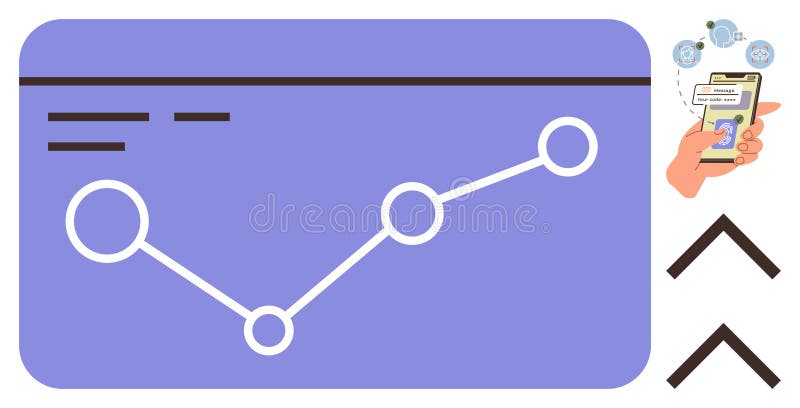 Data Analysis Progress with Line Chart, Mobile Interaction, and Growth Indicators Stock Vector ...