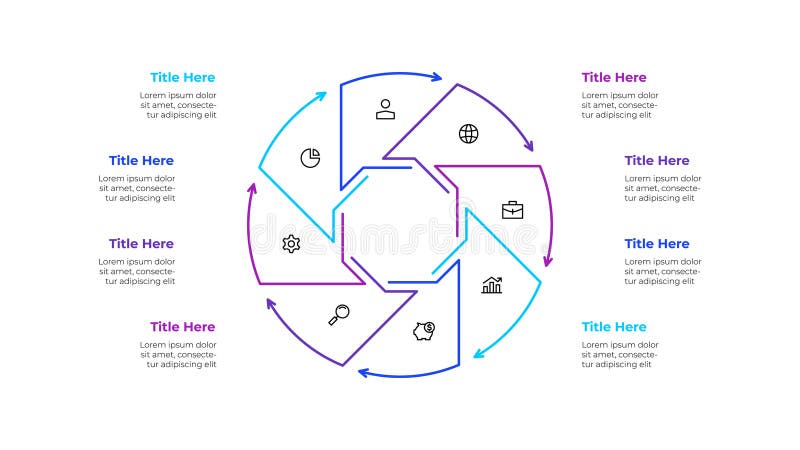 Line Chart with a Octagon Inside. Template for Cycle Diagram with 8 ...