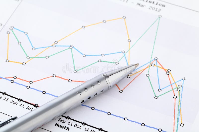 Line chart and pen stock photo. Image of business, figures - 37763722