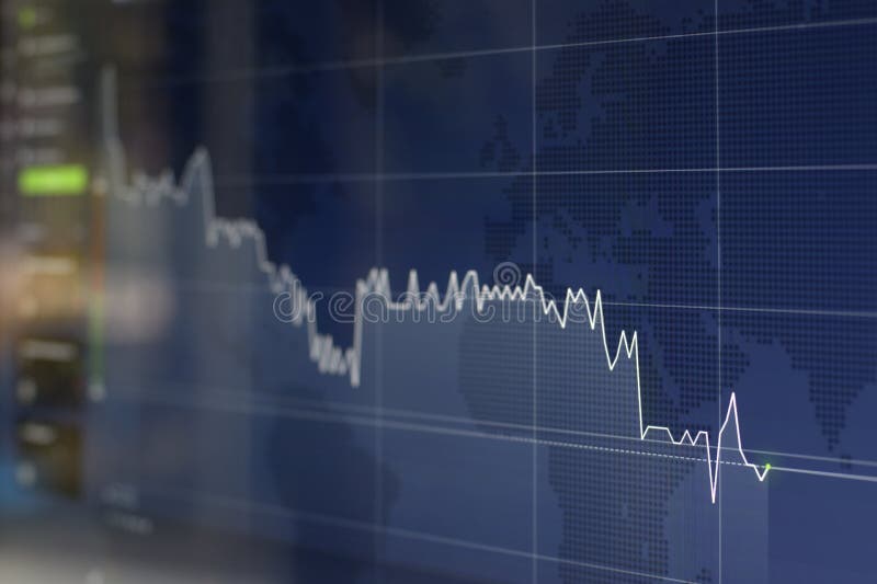 Line Chart Showing Market Trading Conditions Blue Background. Stock ...