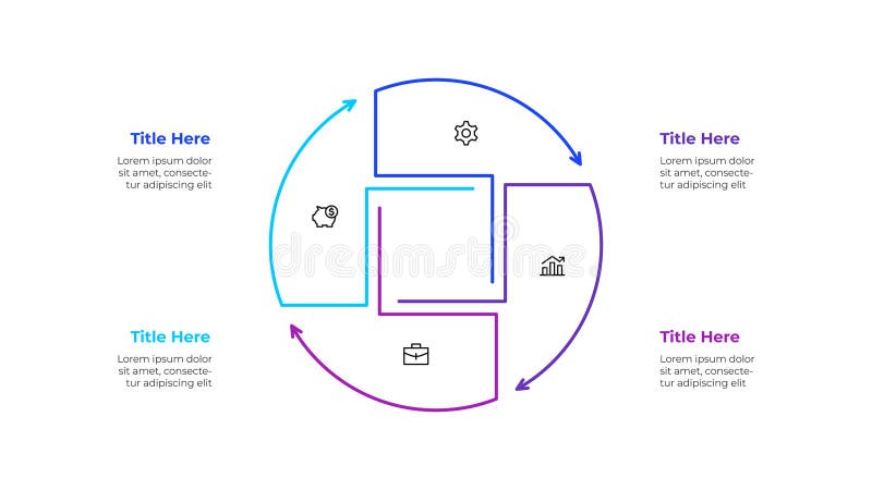 Line Chart with a Square Inside. Template for Cycle Diagram with 4 ...