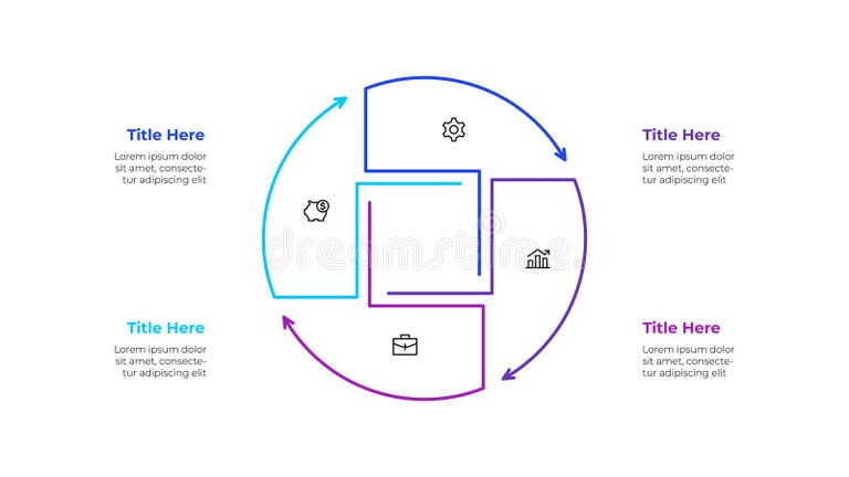 Line Chart with a Square Inside. Template for Cycle Diagram with 4 ...