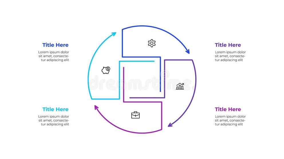 Line Chart with a Square Inside. Template for Cycle Diagram with 4 ...