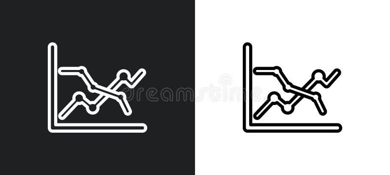 Line Chart Statistics Outline Icon in White and Black Colors. Line ...