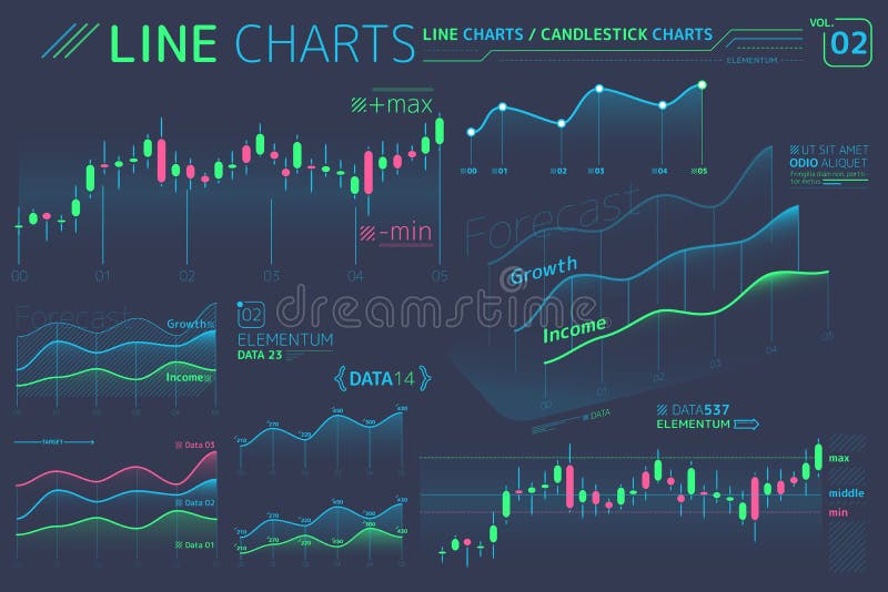 Line Charts and Area Charts Infographic Elements Stock Vector ...