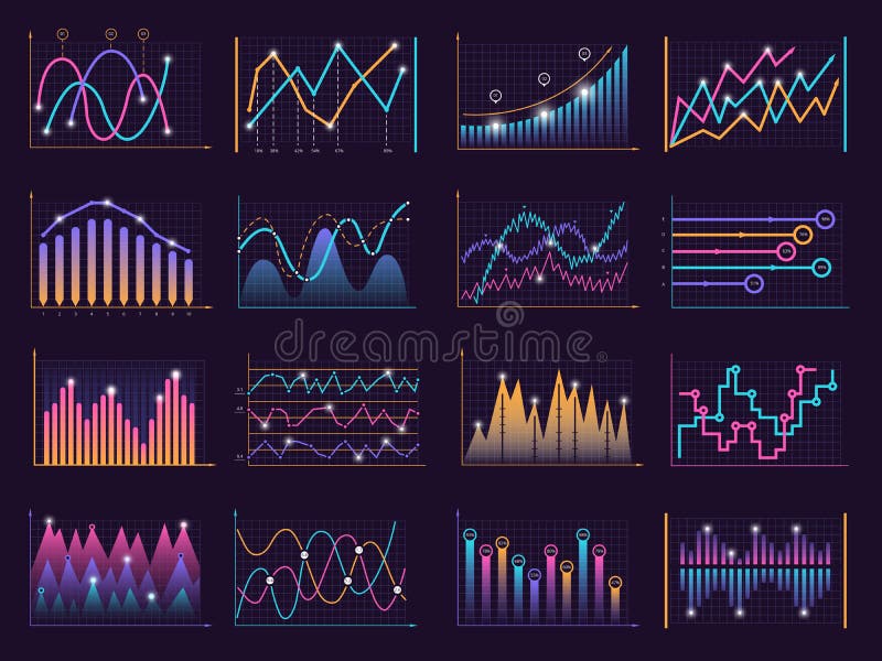 Line Charts. Modern Infographic Set Diagrams Curves Development Graphs ...