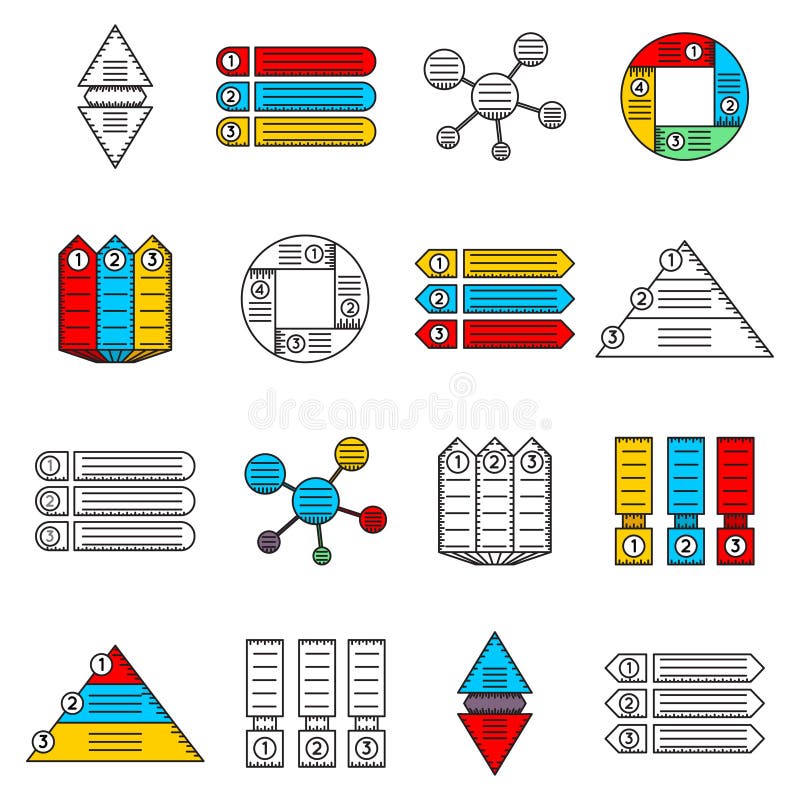 Line Charts for Infographic. Outline Diagrams Graphs Templates ...