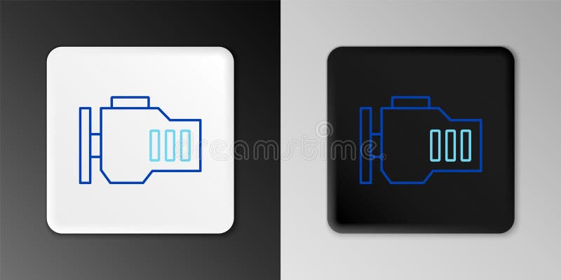 Line Check Engine Icon Isolated on Grey Background. Colorful Outline ...