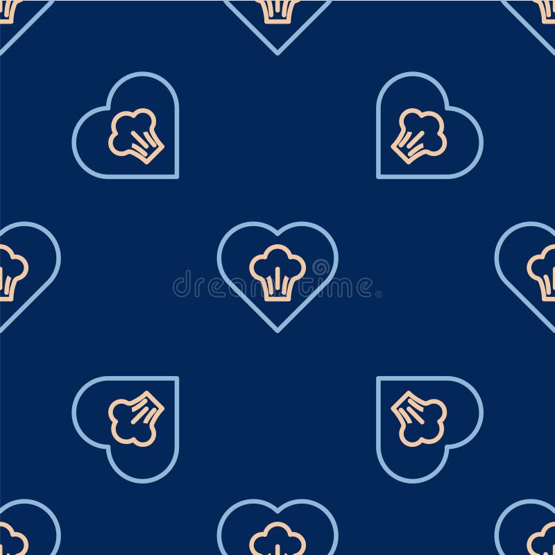 Line Chef Hat Icon Isolated Seamless Pattern on Blue Background ...