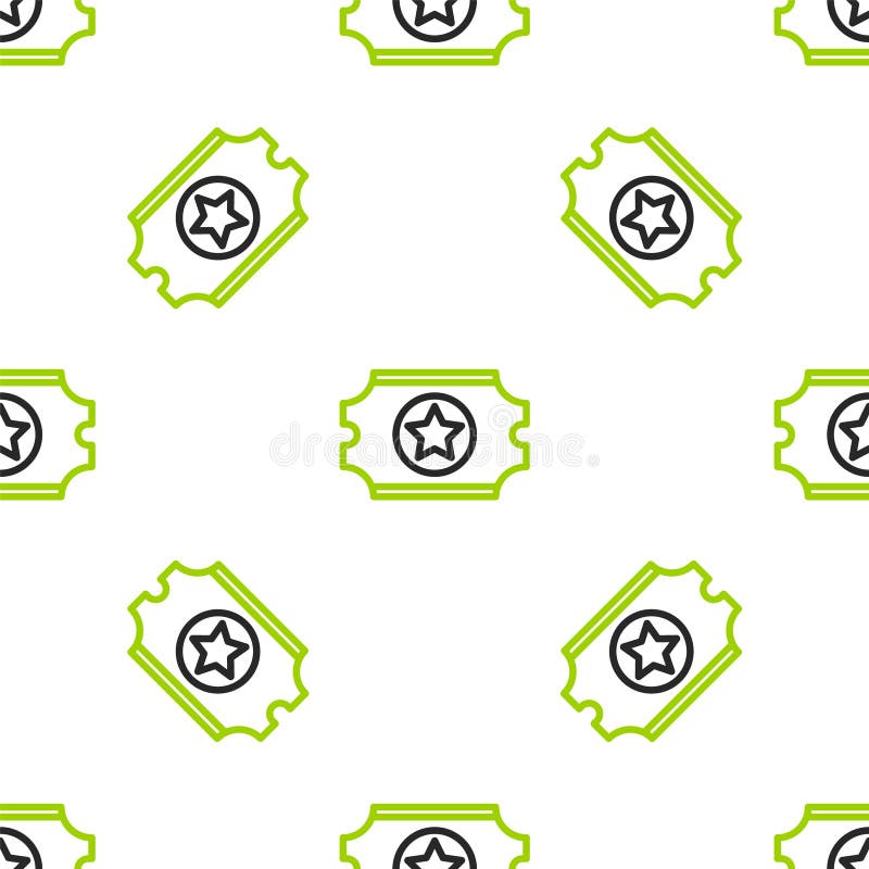Line Cinema Ticket Icon Isolated Seamless Pattern on White Background ...