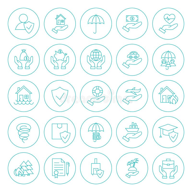 Line Insurance Patterns Set Stock Vector - Illustration of industry ...