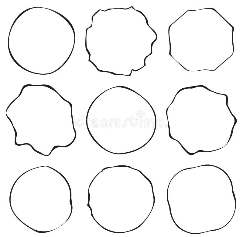 Line Circle of Text Box Set - Hand Draw Stock Vector - Illustration of ...