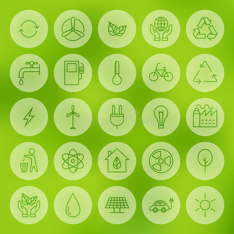 Line Circle Web Ecology Energy Power Icons Set Stock Vector ...