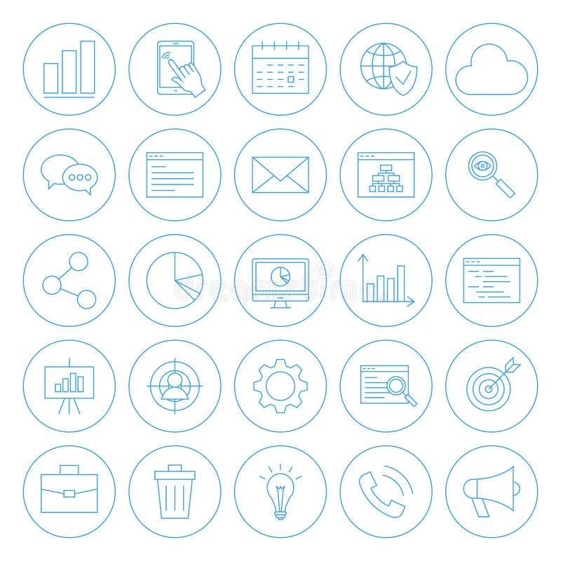 Line Circle Website Development Icons Stock Vector - Illustration of ...