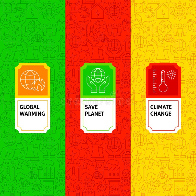 Line Climate Change Package Labels Stock Vector - Illustration of ...