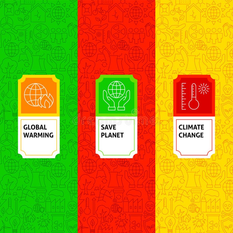 Line Climate Change Package Labels Stock Vector - Illustration of ...