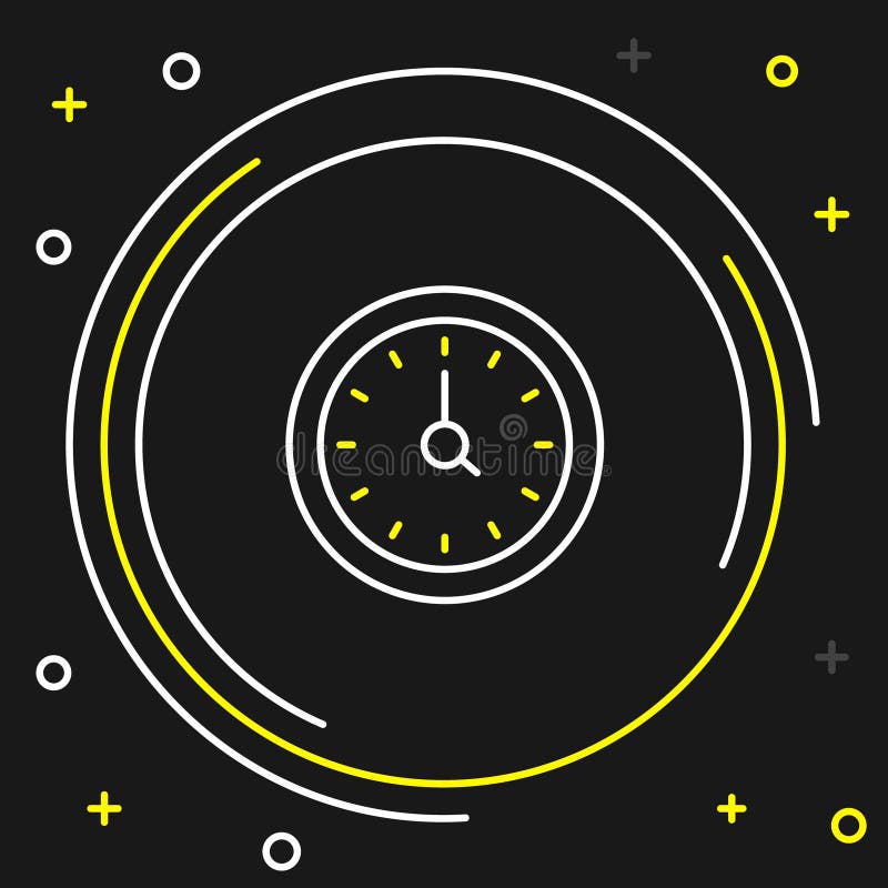 Line Clock Icon Isolated on Black Background. Time Symbol. Colorful ...