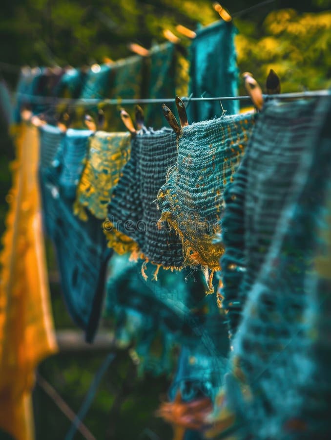 A Line of Clothes Hanging on a Clothesline Stock Image - Image of ...