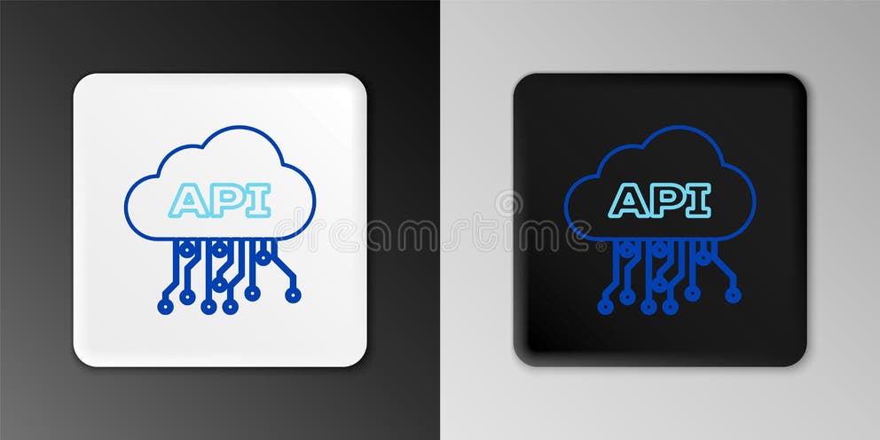 Line Cloud Api Interface Icon Isolated on Grey Background. Application ...