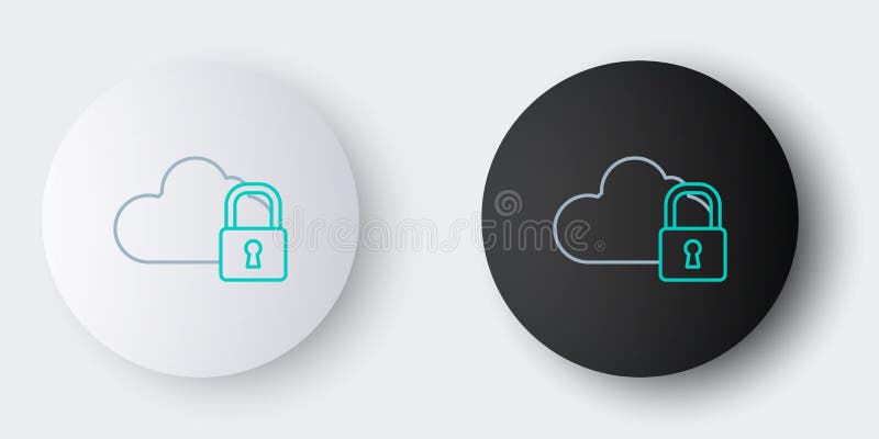 Line Cloud Computing Lock Icon Isolated on Grey Background. Security ...