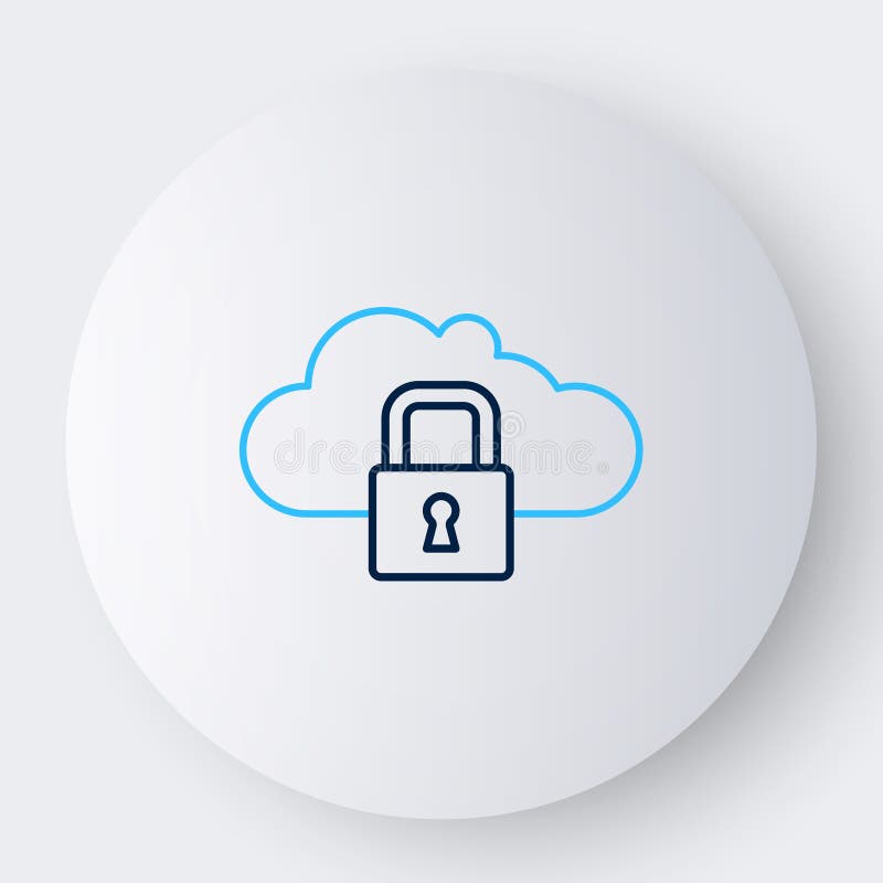 Line Cloud Computing Lock Icon Isolated on White Background. Security, Safety, Protection ...