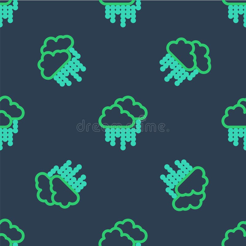 Line Cloud with Rain Icon Isolated Seamless Pattern on Blue Background ...