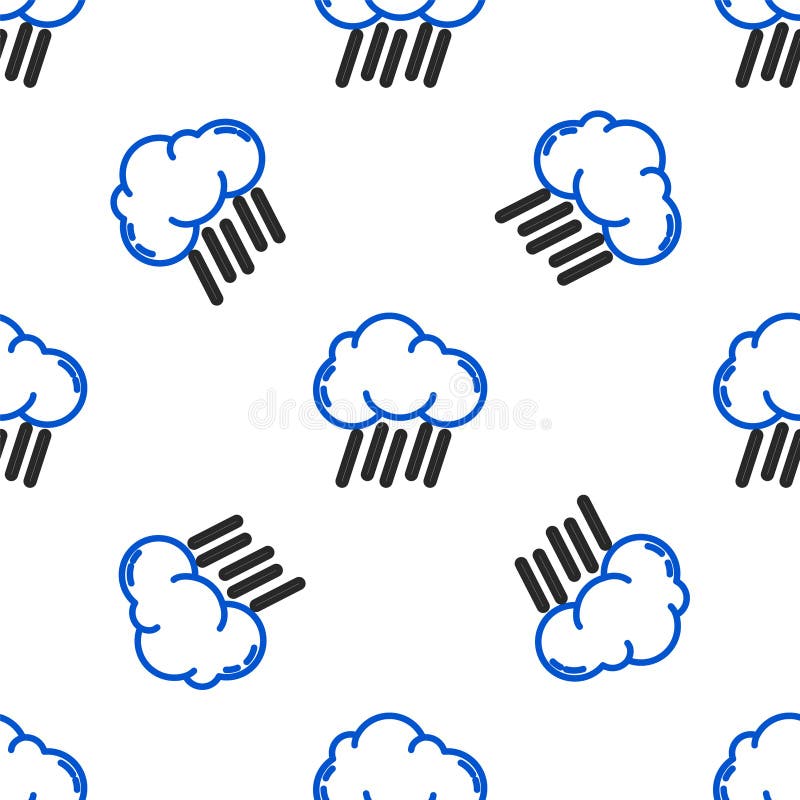 Line Cloud with Rain Icon Isolated Seamless Pattern on White Background ...