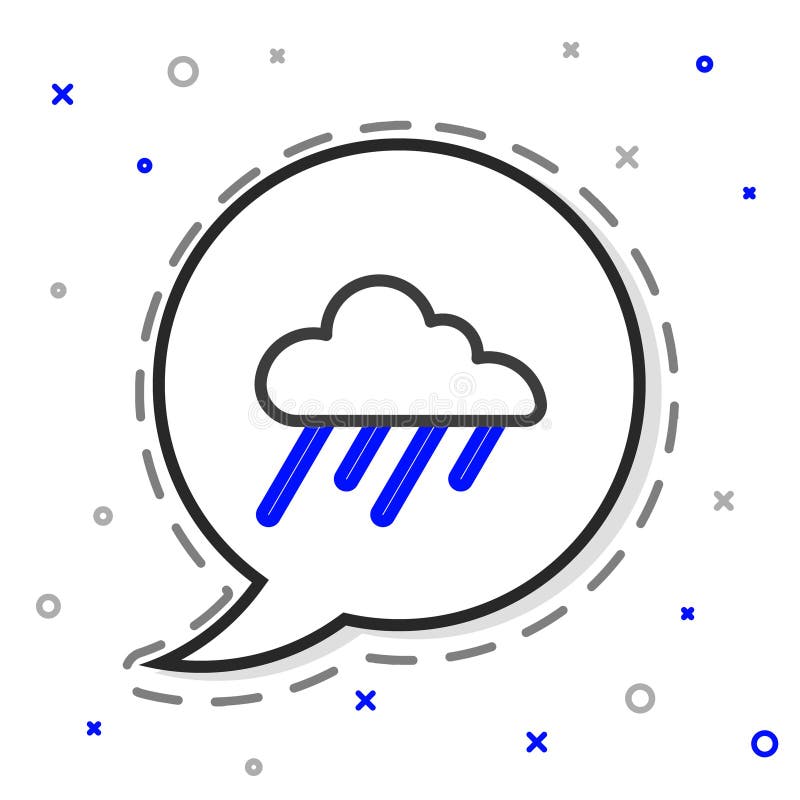 Line Cloud with Rain Icon Isolated on White Background. Rain Cloud ...