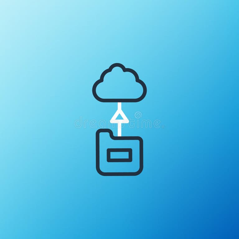 Line Cloud Technology Data Transfer and Storage Icon Isolated on Blue Background. Colorful ...