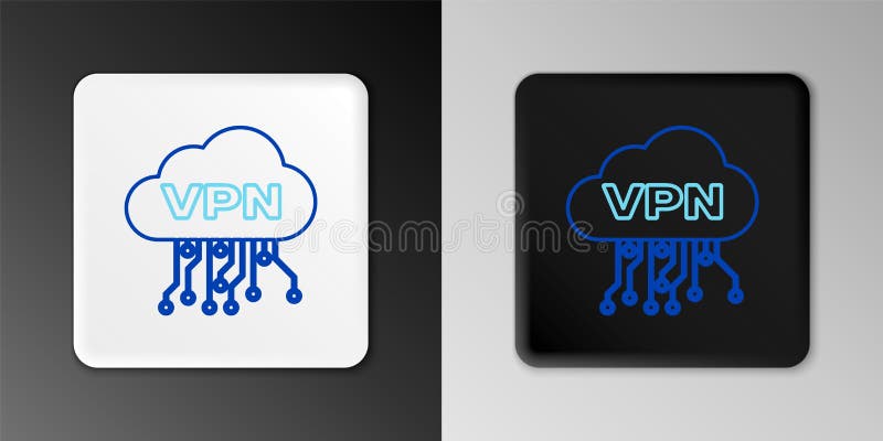 Line Cloud VPN Interface Icon Isolated on Grey Background. Software ...