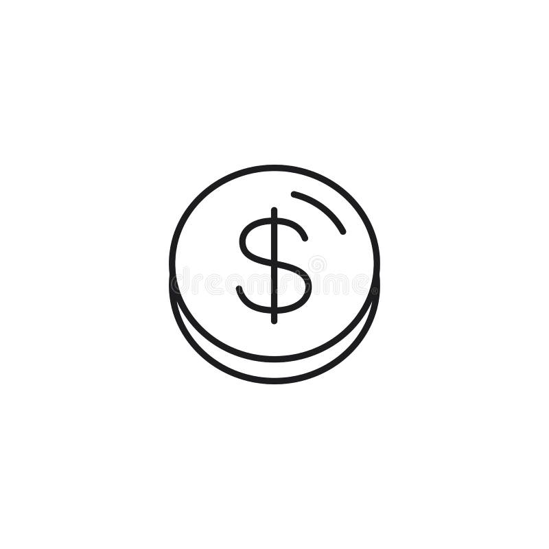 Set Line Coin Money with Dollar Symbol Icon Isolated on Black and White ...