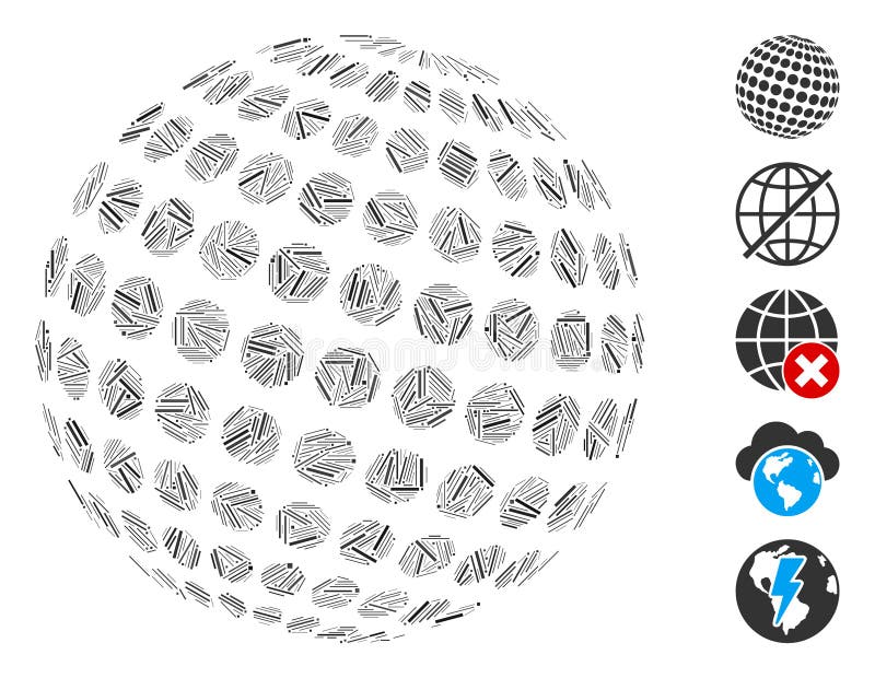 Line Collage Abstract Dotted Sphere Icon Stock Illustration ...