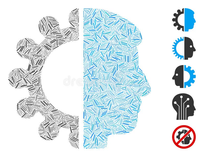 Line Collage Android Head Icon Stock Illustration - Illustration of ...