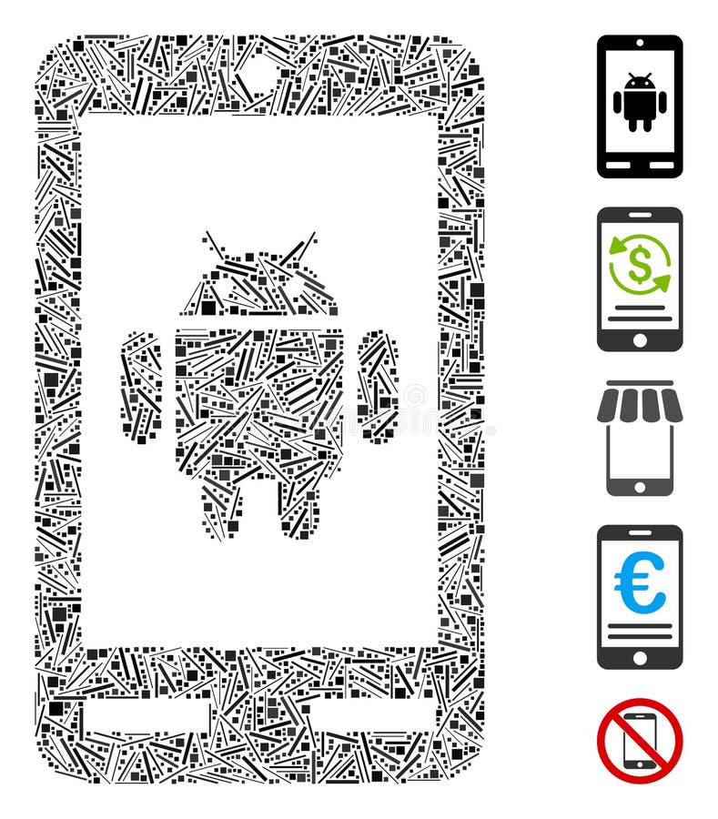 Line Collage Android Phone Icon Stock Illustration - Illustration of ...