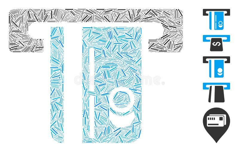 Line Collage ATM Terminal Icon Stock Illustration - Illustration of ...