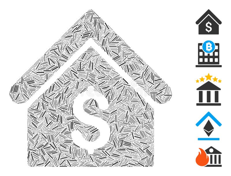 Line Collage Bank Office Icon Stock Illustration - Illustration of ...