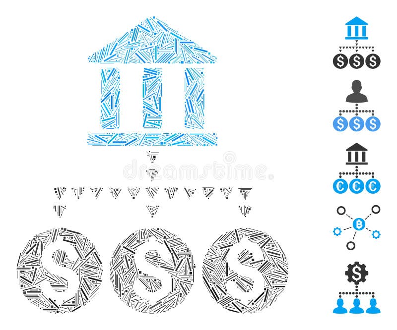 Line Collage Bank Structure Icon Stock Illustration - Illustration of ...