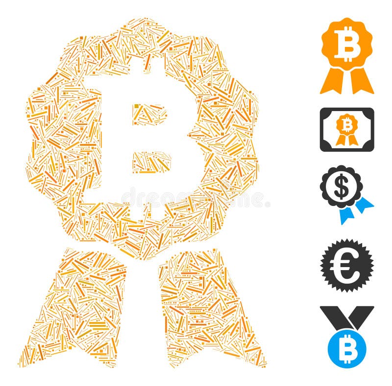Line Collage Bitcoin Certificate Seal Icon Stock Illustration ...