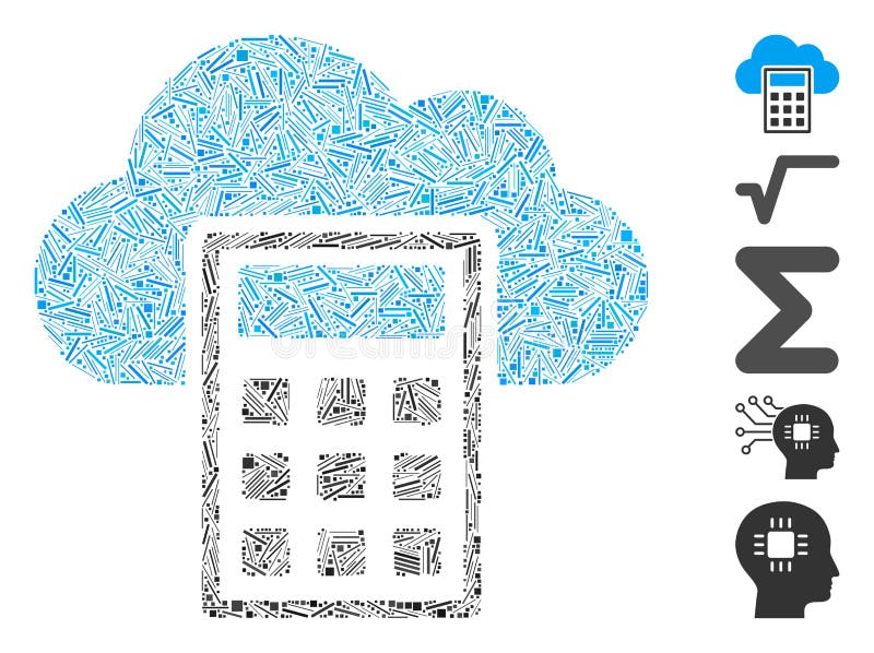 Line Collage Calculation Icon Stock Illustration - Illustration of ...